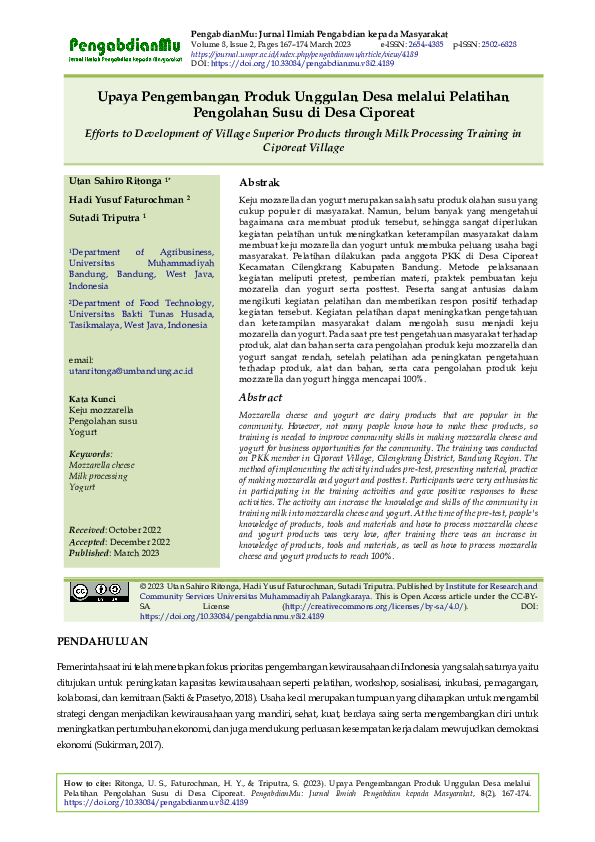 (PDF) Upaya Pengembangan Produk Unggulan Desa melalui Pelatihan ...