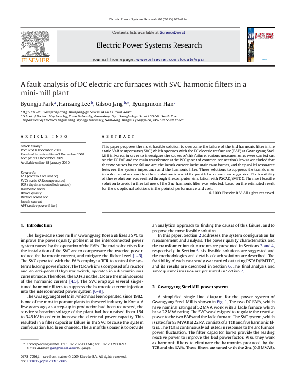 (PDF) A fault analysis of DC electric arc furnaces with SVC harmonic ...