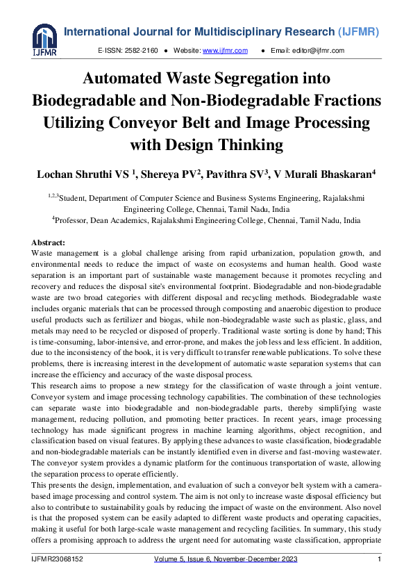(PDF) Automated Waste Segregation into Biodegradable and Non ...