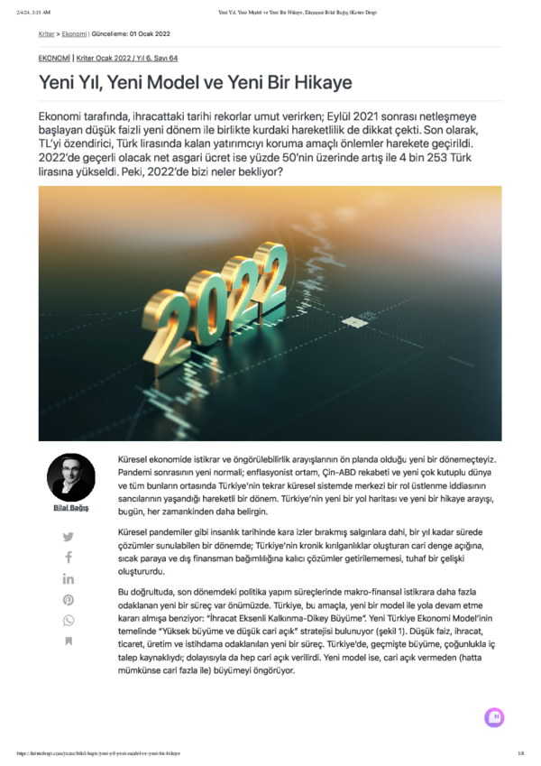 (PDF) Yeni Yıl, Yeni Model ve Yeni Bir Hikaye