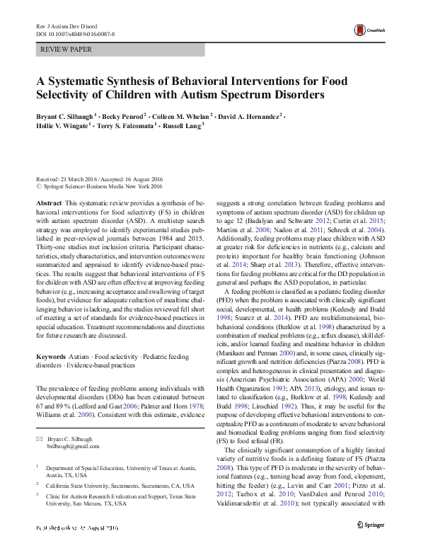 (PDF) A Systematic Synthesis of Behavioral Interventions for Food ...