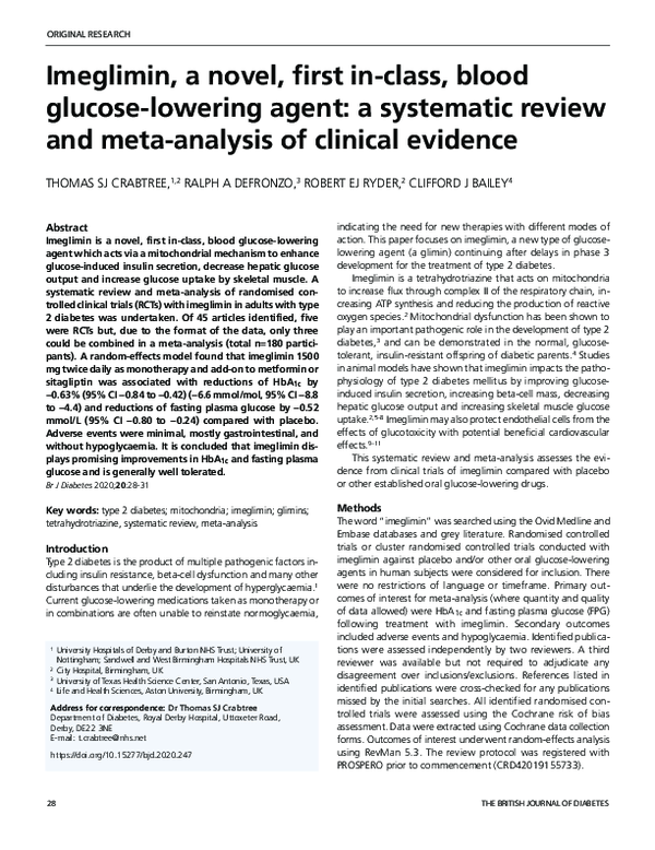 (PDF) Imeglimin, a novel, first in-class, blood glucose-lowering agent ...