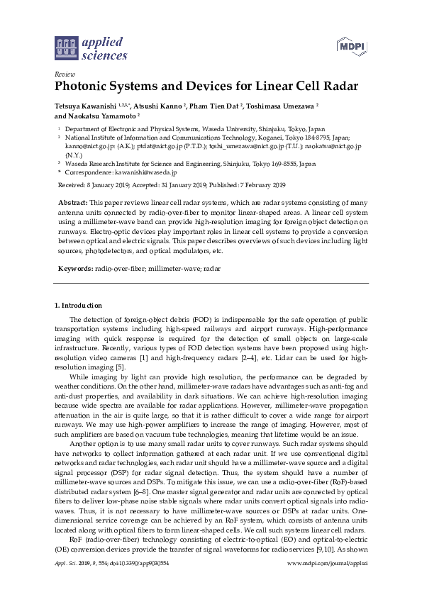 (PDF) Photonic Systems and Devices for Linear Cell Radar