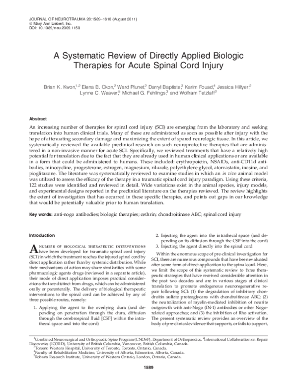 (PDF) A Systematic Review of Directly Applied Biologic Therapies for ...