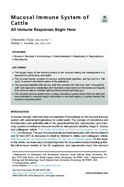 (PDF) Mucosal Immune System of Cattle | Christopher Chase - Academia.edu