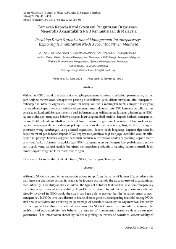 (PDF) Breaking Down Organizational Management Intransparency: Exploring ...