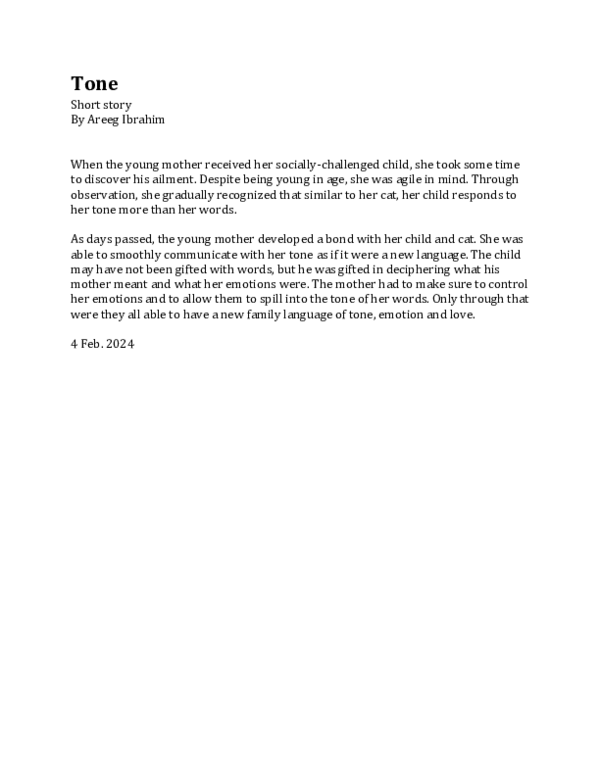 (PDF) Tone - Short story