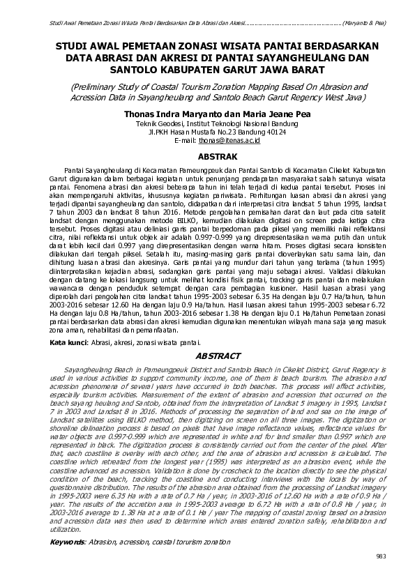 (PDF) Studi Awal Pemetaan Zonasi Wisata Pantai Berdasarkan Data Abrasi ...