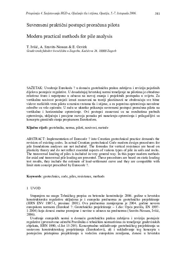 (PDF) Modern practical methods for pile analysis