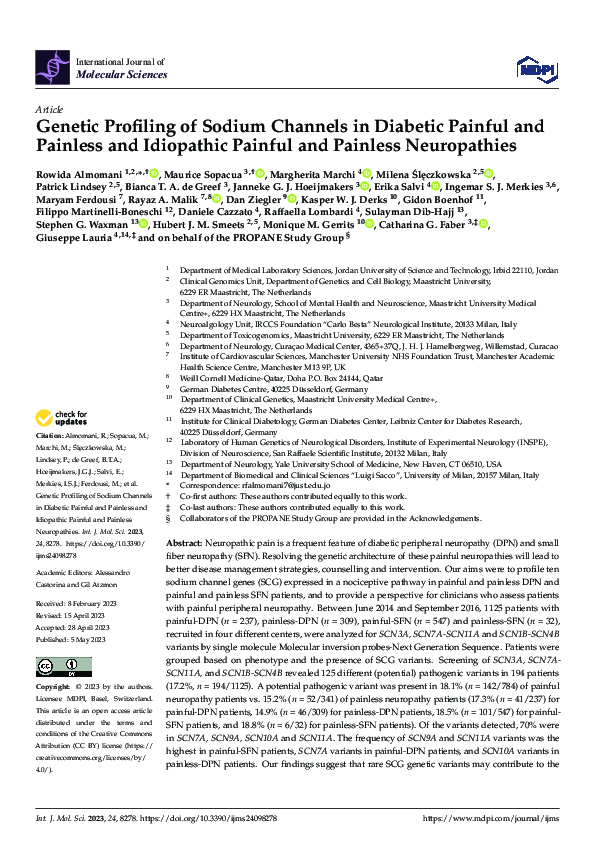 (PDF) Genetic Profiling of Sodium Channels in Diabetic Painful and ...
