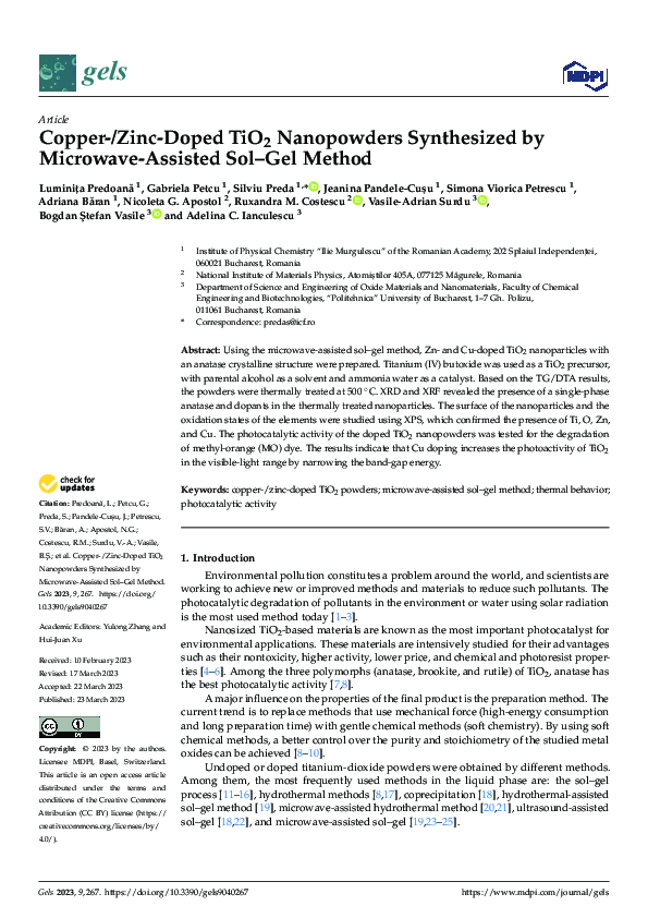 (PDF) Copper-/Zinc-Doped TiO2 Nanopowders Synthesized by Microwave ...