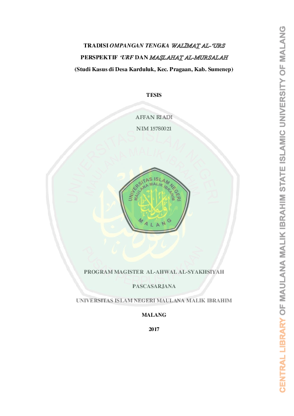 (PDF) Tradisi Ompangan Tengka Walimat Al-‘urs perspektif ‘Urf dan Mas ...