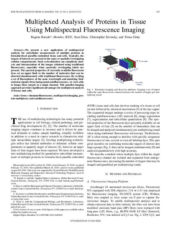 Pdf Multiplexed Analysis Of Proteins In Tissue Using Multispectral