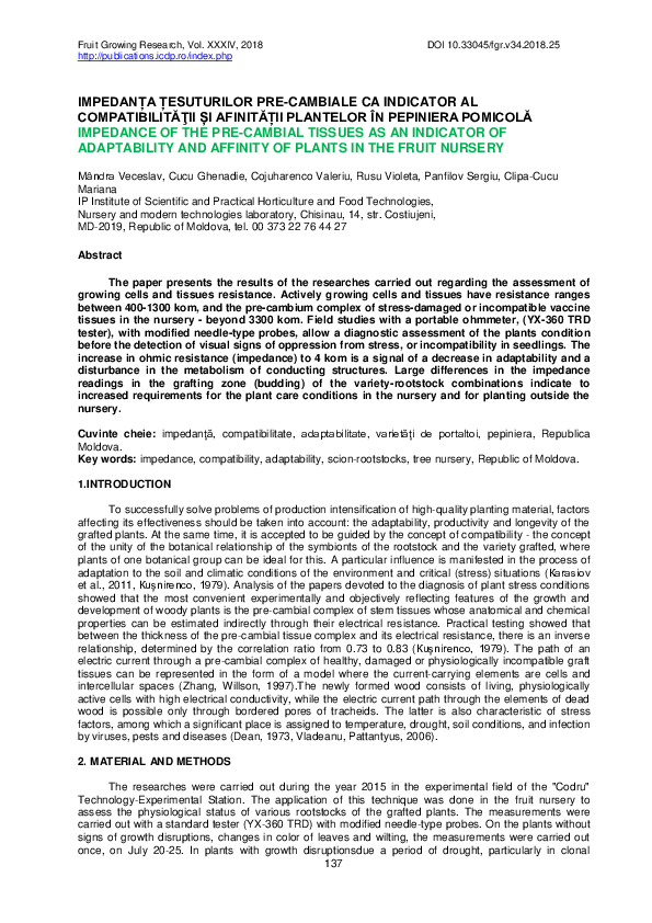 (PDF) Impedance of the Pre-Cambial Tissues as an Indicator of ...