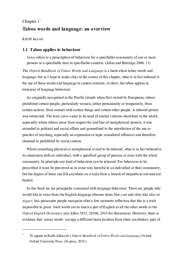 (PDF) Taboo words and language