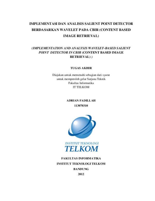 (PDF) Implementasi Dan Analisis Salient Point Detector Berdasarkan Wavelet Pada Cbir (Content ...