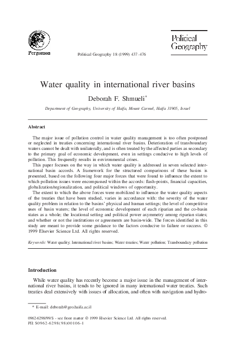 (PDF) Water quality in international river basins