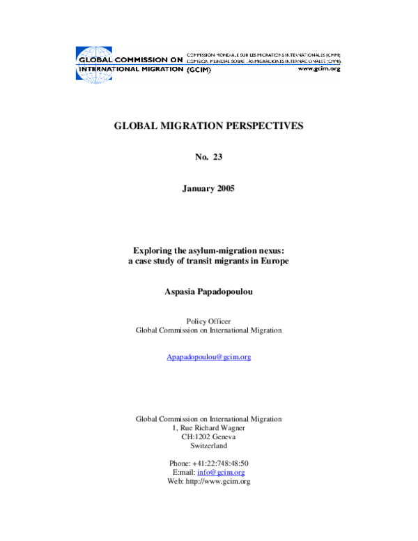 (PDF) Exploring the asylum-migration nexus : a case study of transit migrants in Europe