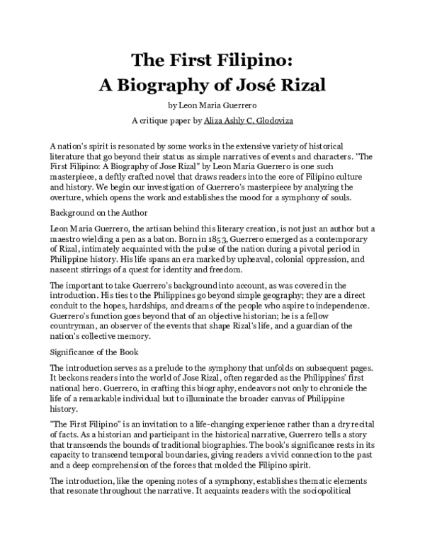 (PDF) The First Filipino: A Biography of José Rizal