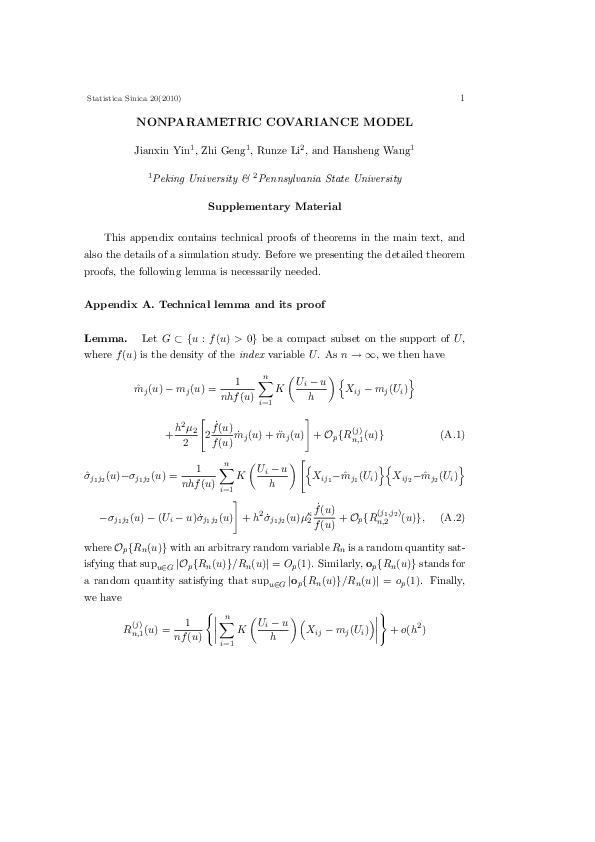 (PDF) Nonparametric Covariance Model