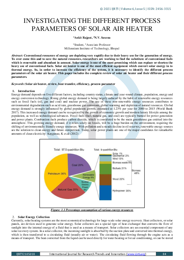 (PDF) Investigating the Different Process Parameters of Solar Air Heater