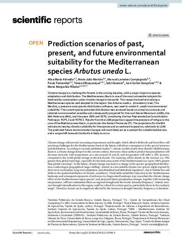 Pdf Prediction Scenarios Of Past Present And Future Environmental