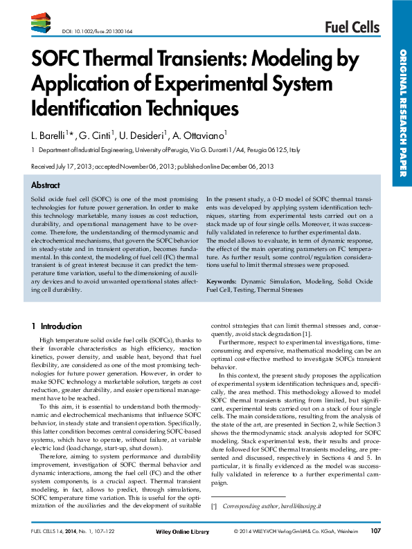 (PDF) SOFC Thermal Transients: Modeling by Application of Experimental System Identification ...