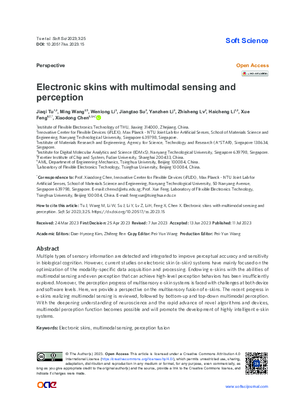 (PDF) Electronic skins with multimodal sensing and perception