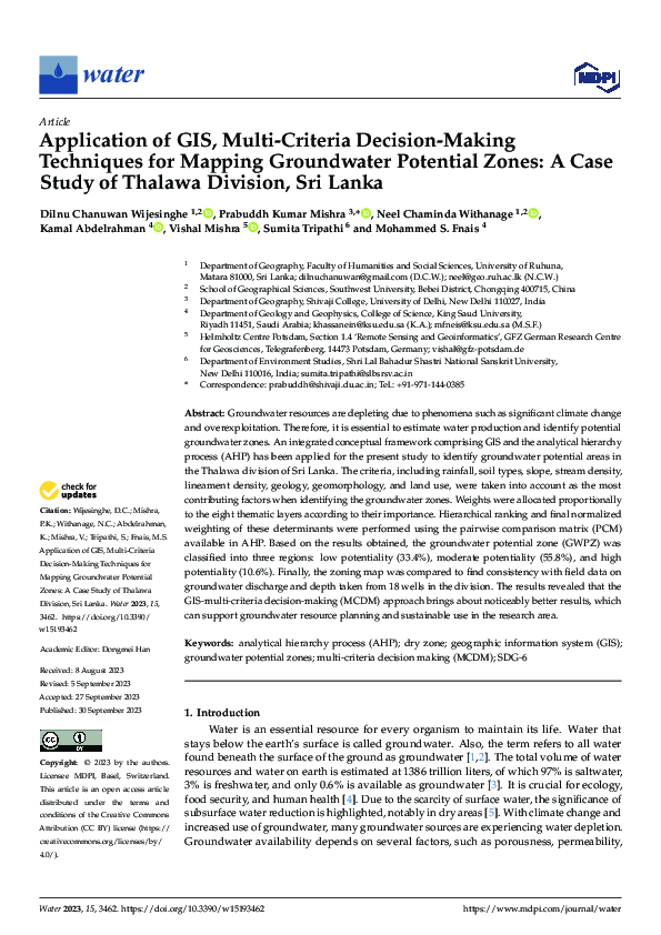 Pdf Application Of Gis Multi Criteria Decision Making Techniques For Mapping Groundwater