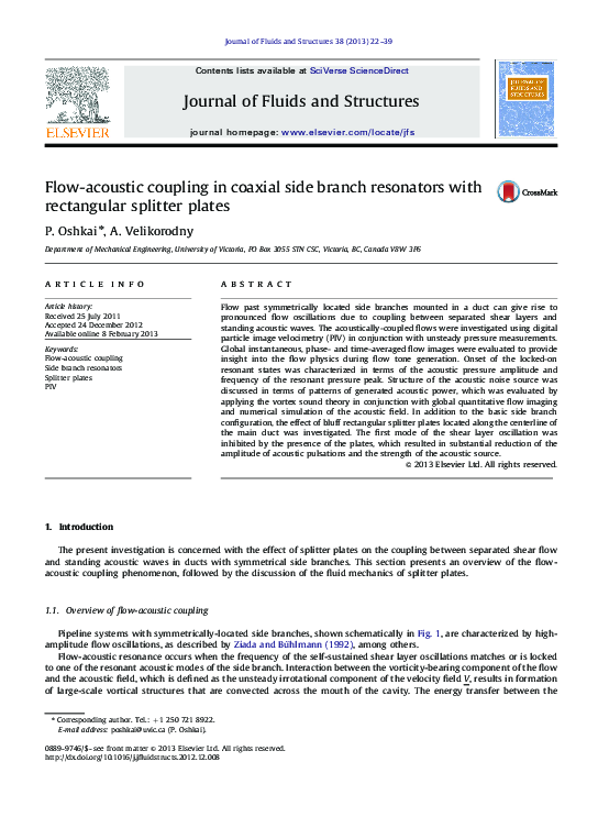 (PDF) Flow-acoustic coupling in coaxial side branch resonators with ...