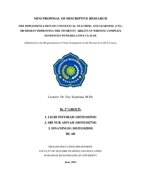 (PDF) THE IMPLEMENTATION OF CONTEXTUAL TEACHING AND LEARNING CTL