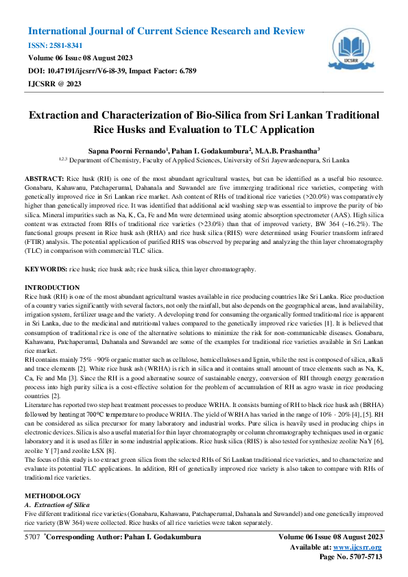 (PDF) Extraction and Characterization of Bio-Silica from Sri Lankan ...