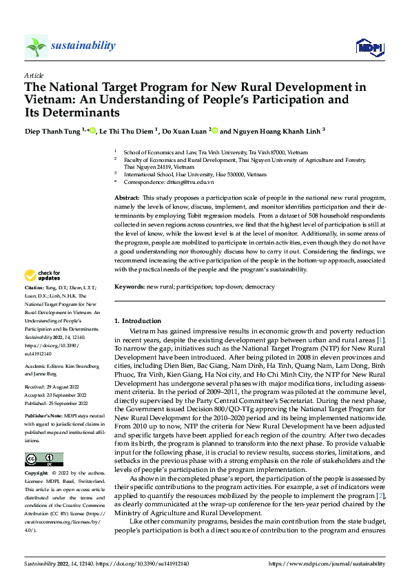 (PDF) The National Target Program for New Rural Development in Vietnam ...