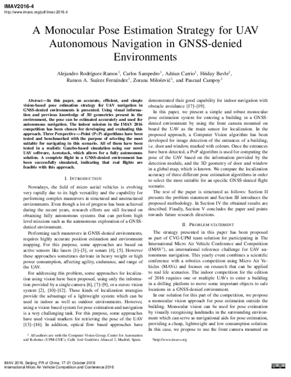 (PDF) A Monocular Pose Estimation Strategy for UAV Autonomous ...