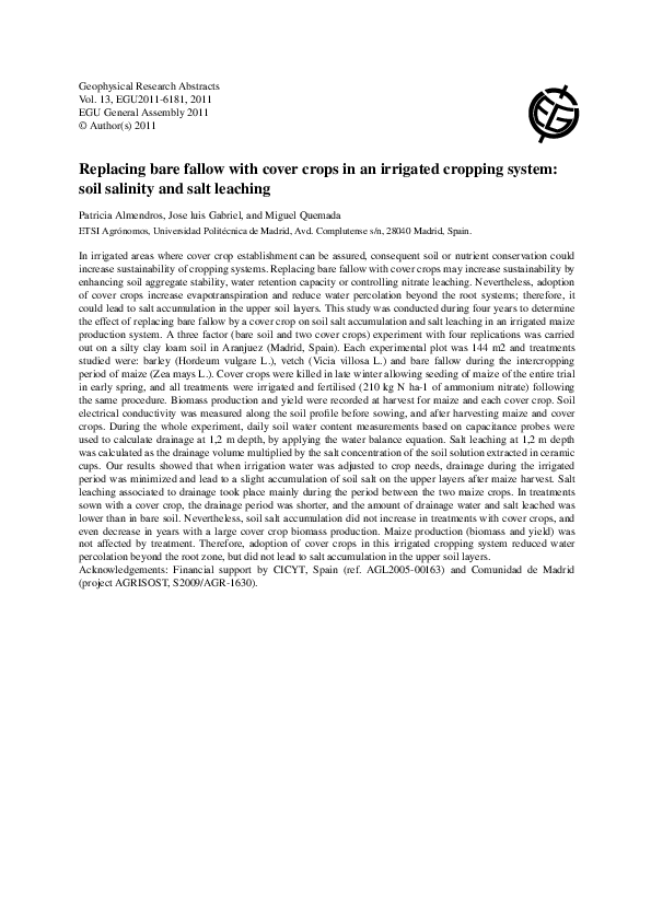 (PDF) Replacing bare fallow with cover crops in an irrigated cropping ...
