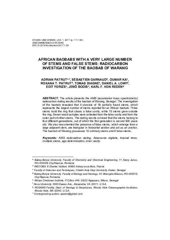 (PDF) African Baobabs with a Very Large Number of Stems and False Stems ...