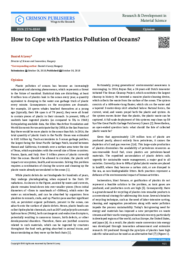 (PDF) How to Cope with Plastics Pollution of Oceans?