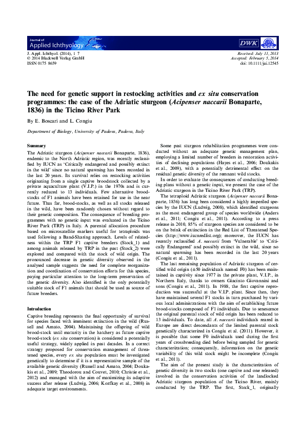 (PDF) The need for genetic support in restocking activities andex ...