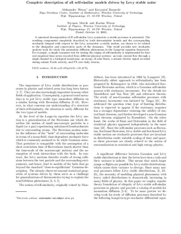 (PDF) Complete description of all self-similar models driven by Lévy stable noise