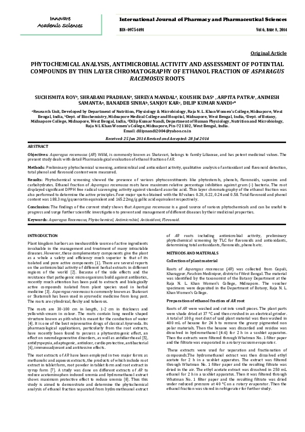 (PDF) Phytochemical analysis, antimicrobial activity and antioxidant activity of Valeriana jatamansi