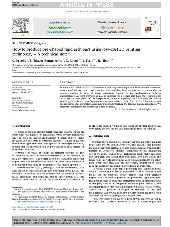 (PDF) How to produce pre-shaped rigid arch bars using low-cost 3D ...