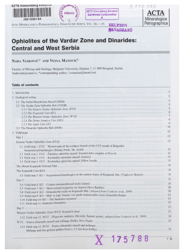 (PDF) Ophiolites of the Vardar Zone and the Dinarides: Central and West ...
