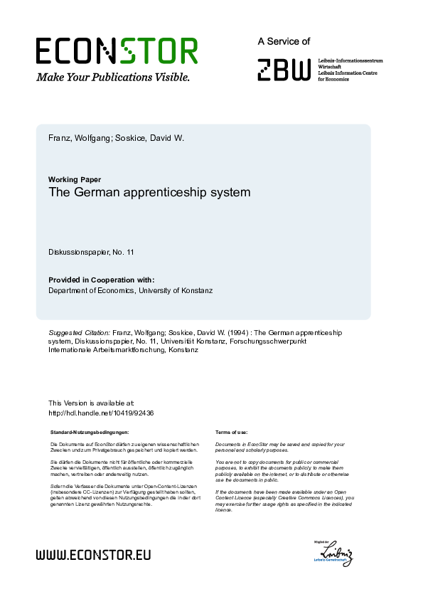 (PDF) The German apprenticeship system