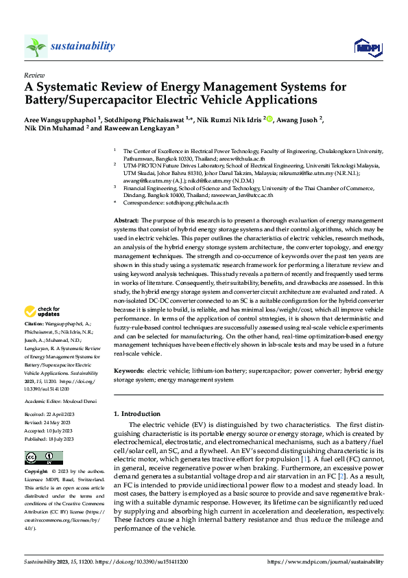 Pdf A Systematic Review Of Energy Management Systems For Battery