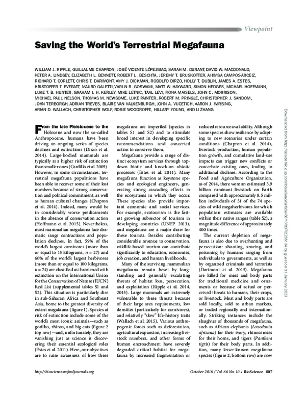 (PDF) Saving the World's Terrestrial Megafauna