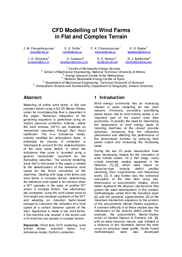 (PDF) CFD modelling of wind farms in complex terrain