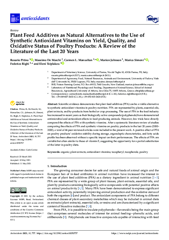 (PDF) Plant Feed Additives as Natural Alternatives to the Use of ...
