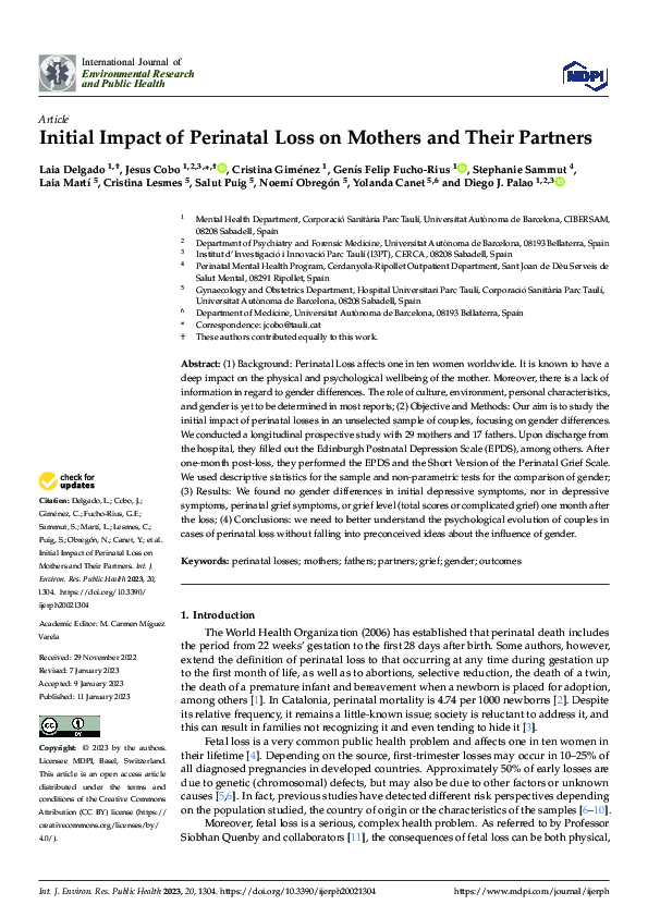 (PDF) Initial Impact of Perinatal Loss on Mothers and Their Partners