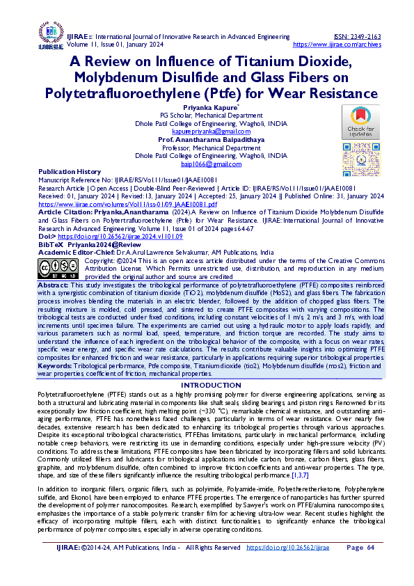 (PDF) A Review on Influence of Titanium Dioxide, Molybdenum Disulfide ...
