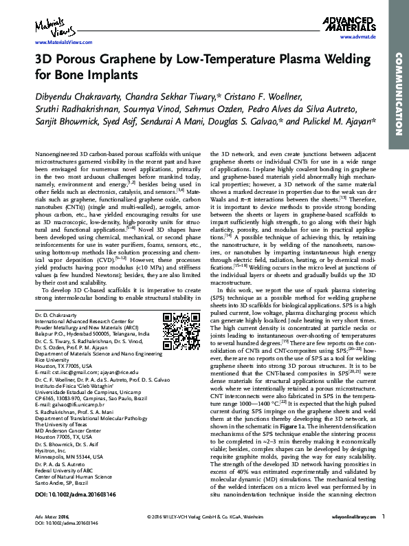 (PDF) 3D Porous Graphene by Low-Temperature Plasma Welding for Bone ...